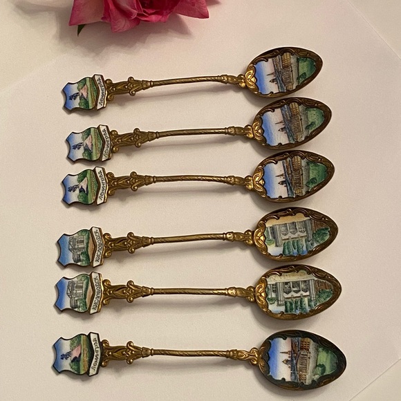 Dining | Vintage Russian Gold Plated Enamel Tea Spoons | Poshmark
